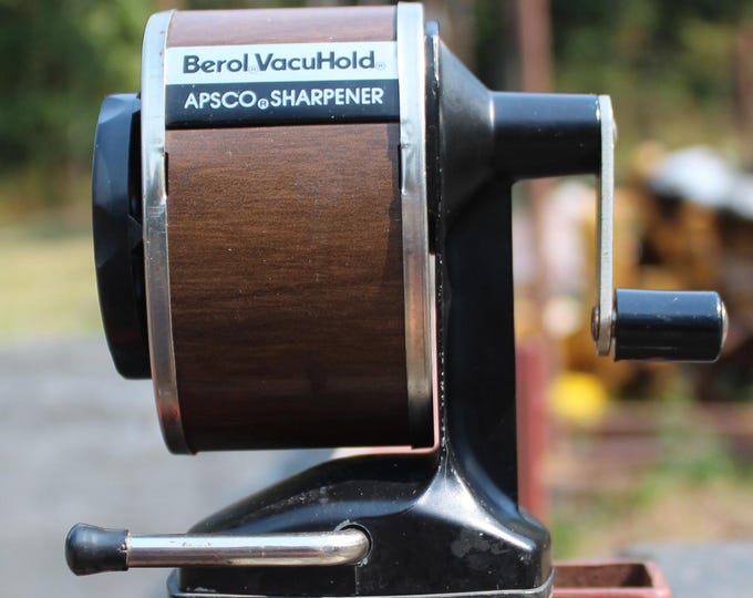 Retro Wood Grain Pencil Sharpener, Berol Apsco Vacuhold, Vintage Office Supplies - Etsy