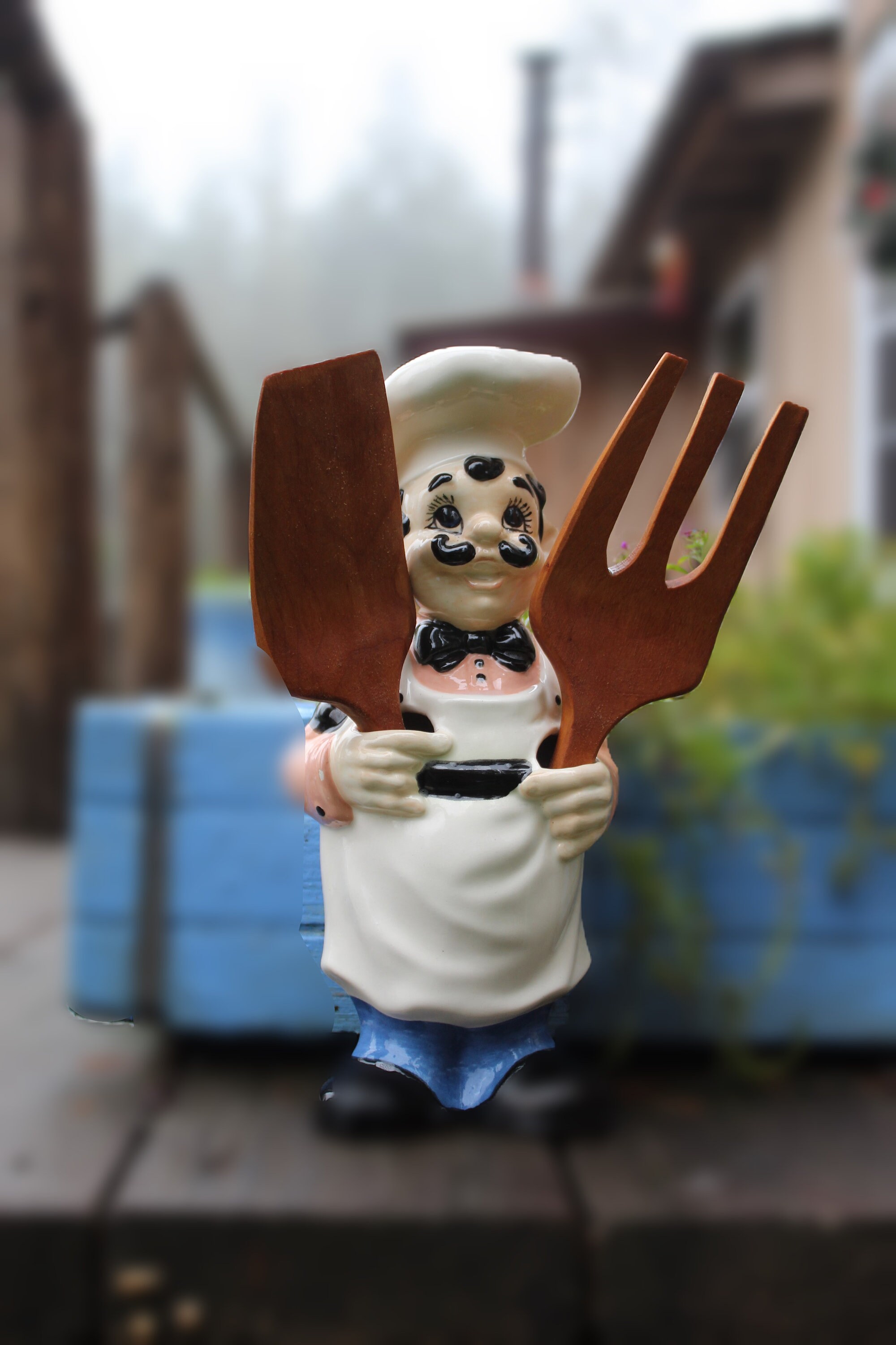 Kitchen Utensil Holder 1960s Jolly Chef Original W/spoon & Fork Ceramic ...