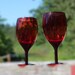 Classic Ruby Red Wine Glasses Pair of 2 Vintage Goblets 7.25 Tall for ...
