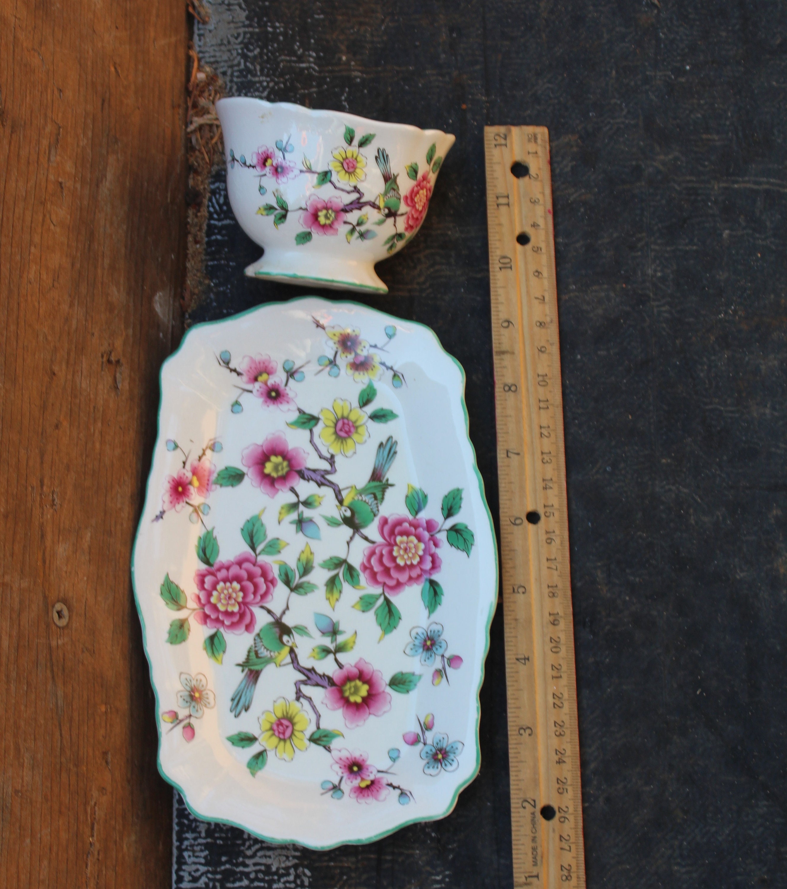 Vintage Plate & Sugar Canister James Kent Old Foley China, Chinese Rose ...