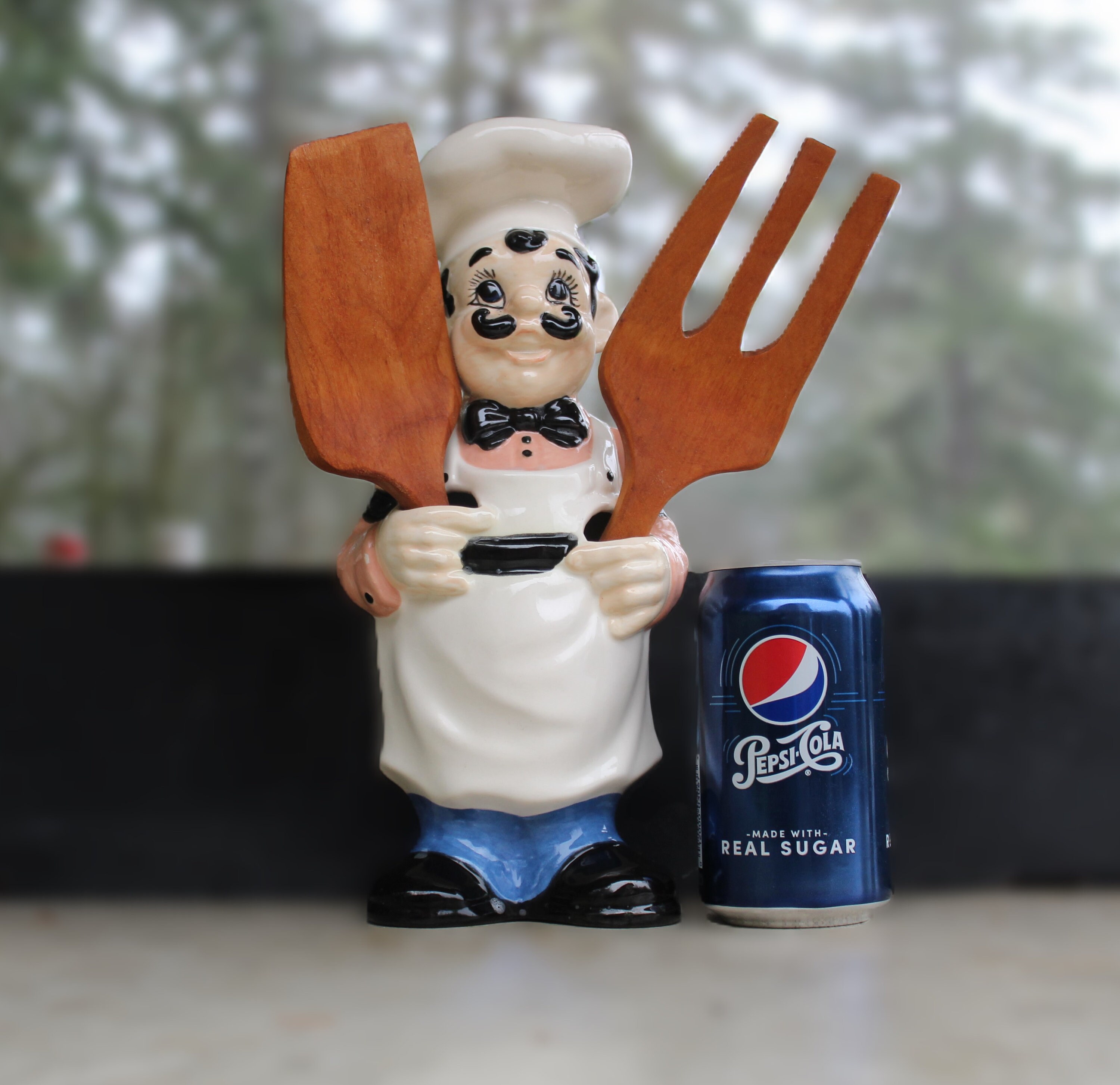 Kitchen Utensil Holder 1960s Jolly Chef Original W/spoon & Fork Ceramic ...