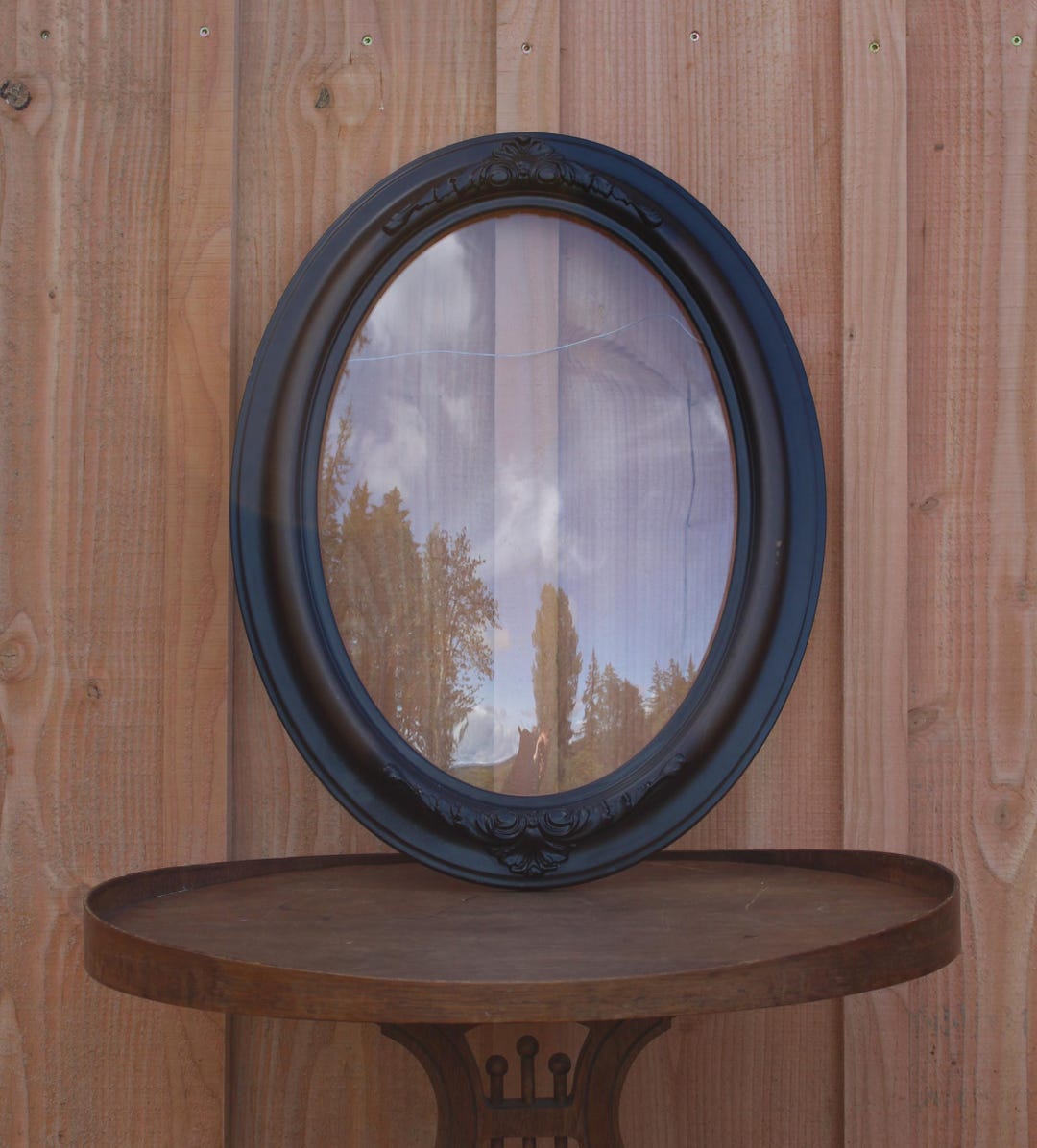 Antique Oval Wood Frame With Curved Glass - French Vintage 19th Century ...
