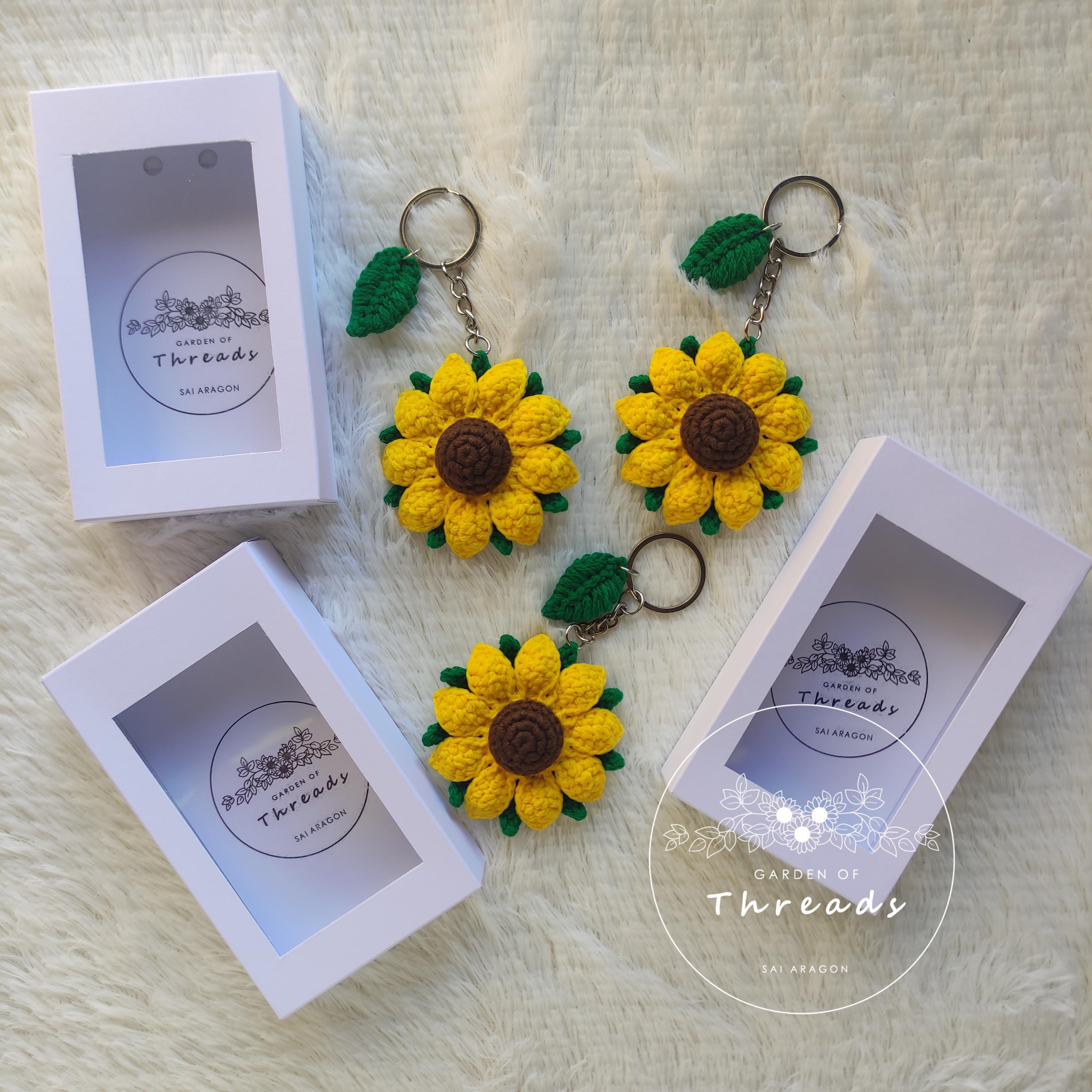 Crochet Sunflower Granny Square Best 13 Crochet Sunflower Keychain ...