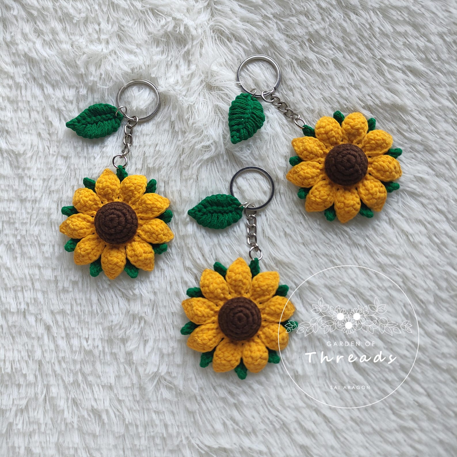 Crochet Pattern PDF: Mini Sunflower Keychain (english) - Etsy