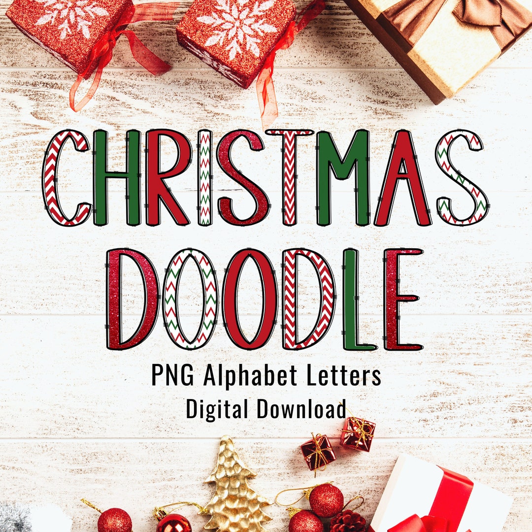 Christmas Doodle Letters, Alphabet Letters PNG, Alphabet Clipart - Etsy