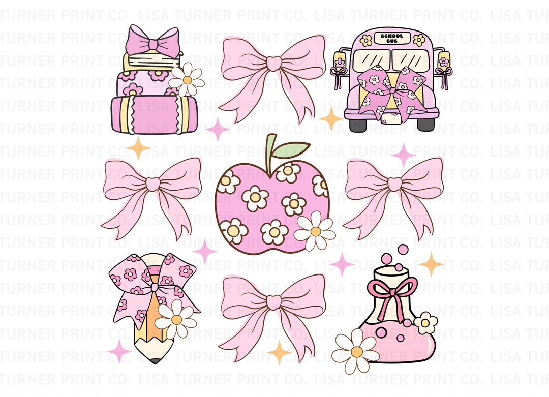 Coquette Back to School PNG: Preppy Bow School Bus (digital Download ...