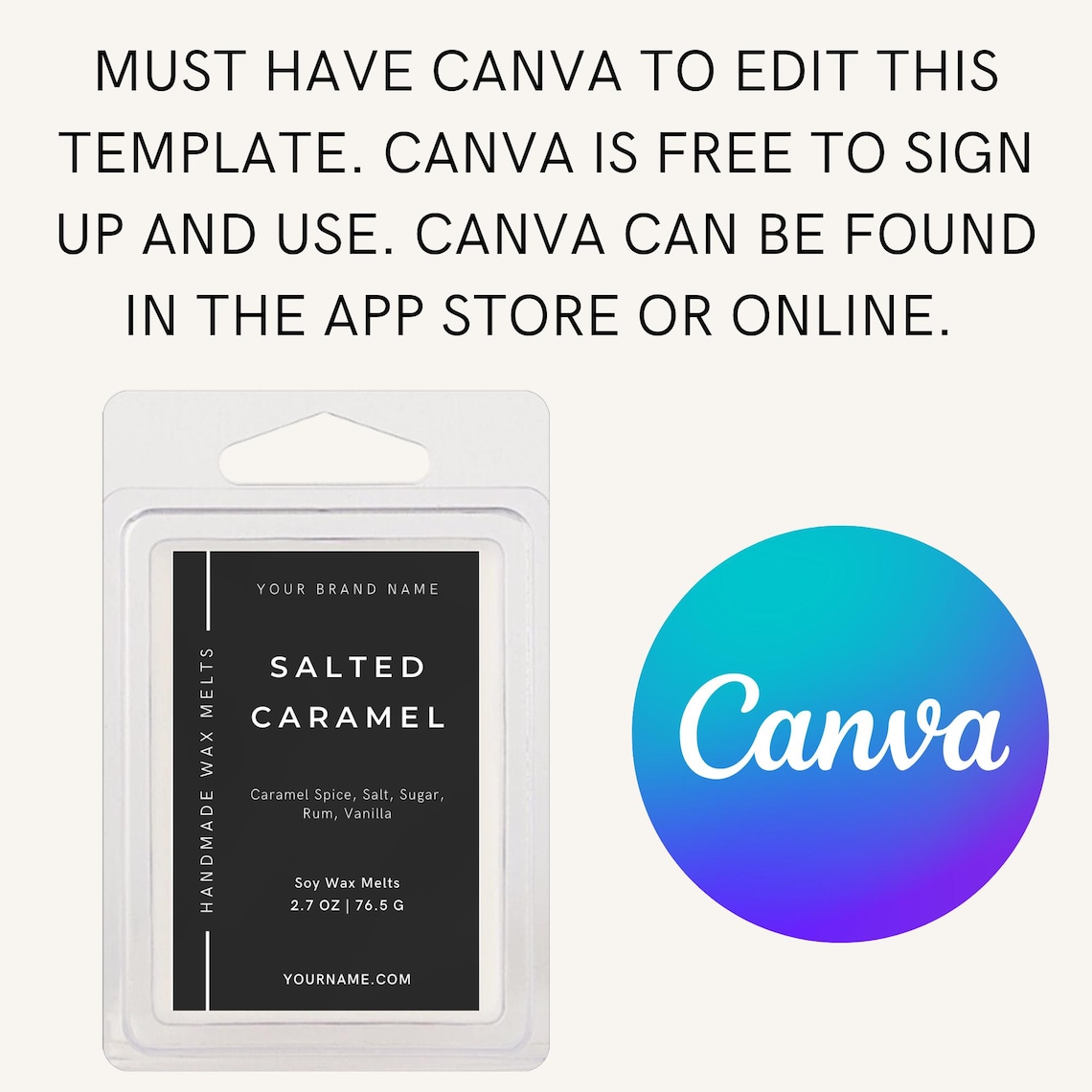 Wax Melt Label Template: 2"x3" Canva Tart Label - Etsy