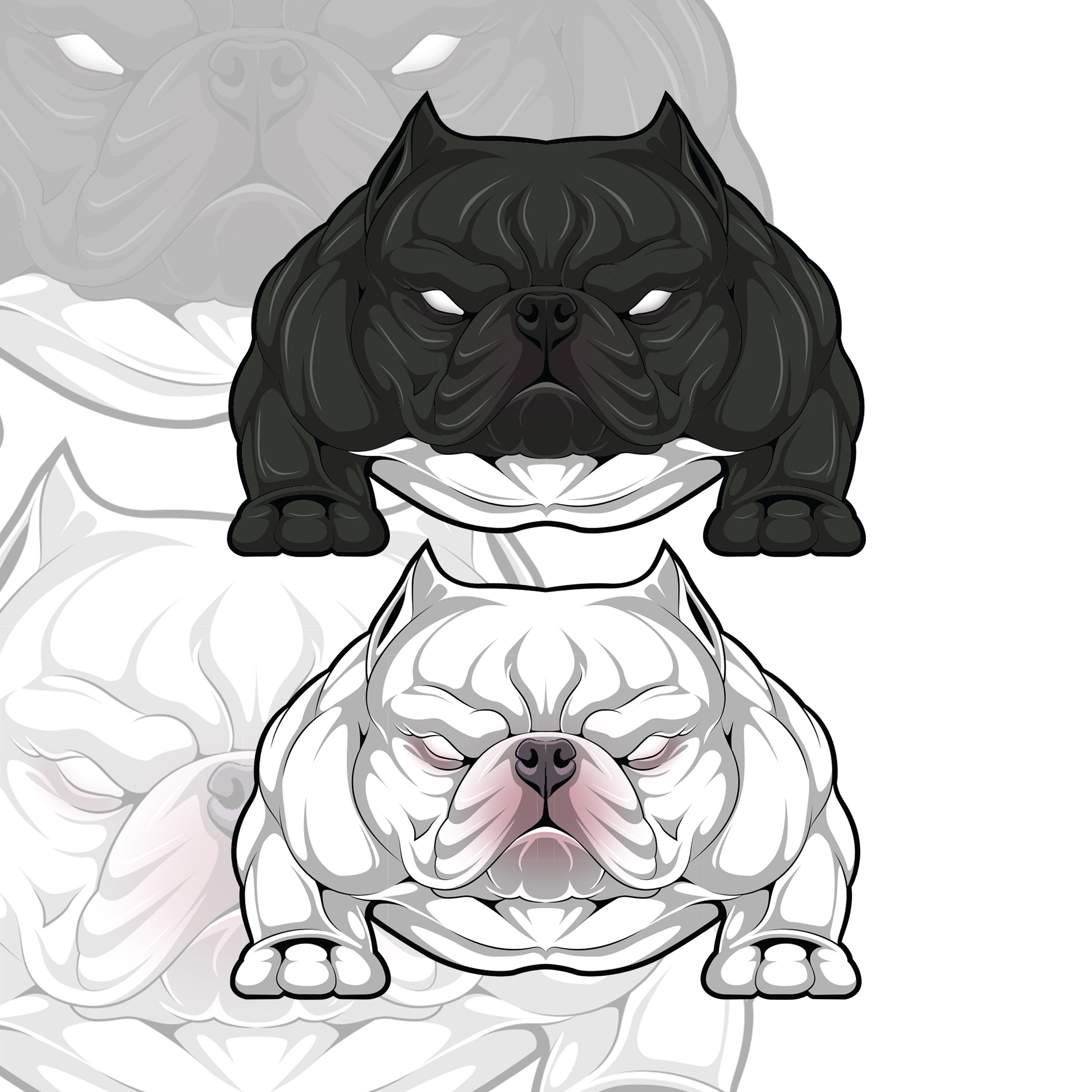 American Bully Exotic Vector Pack Black and White Vector, Eps, Png for ...