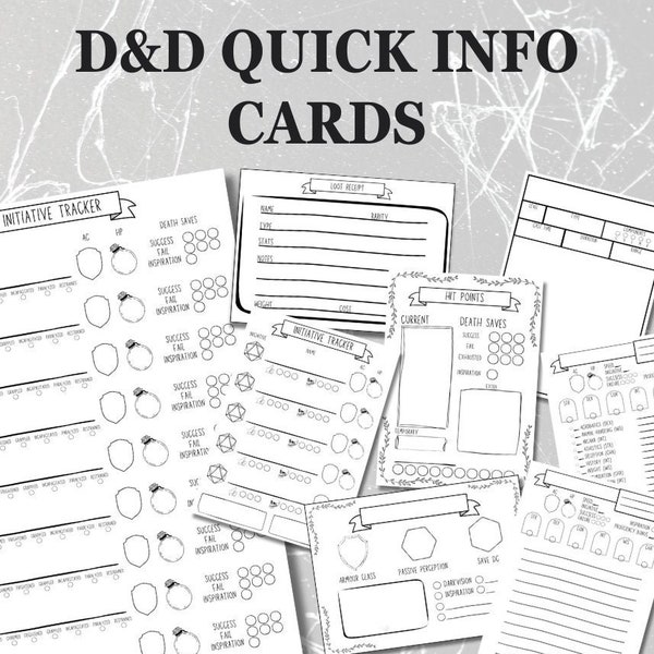 Fillable Initiative Tracker Cards for D&D DM / Dungeon Master Tools ...