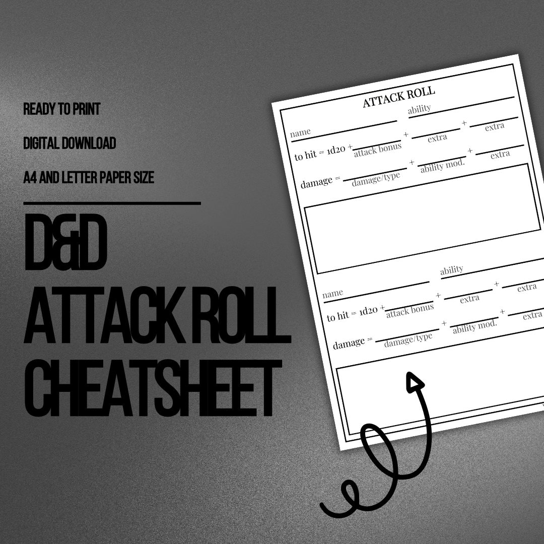 D&D Attack Roll Sheet | DM / Dungeon Master Tools | Attack Stats Sheet ...