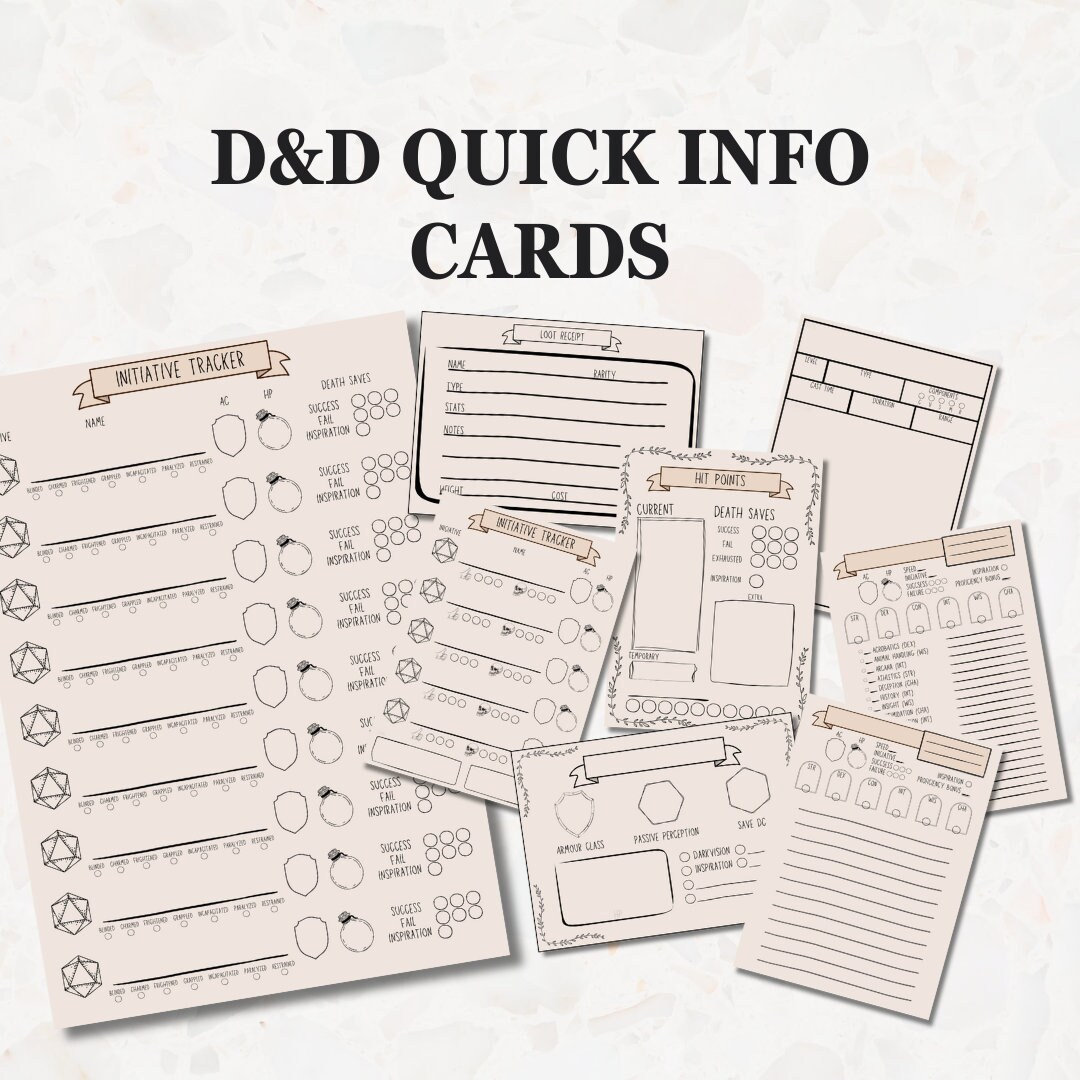 D&D Quick Reference Cards Collection Dnd Accessories Dungeons and ...