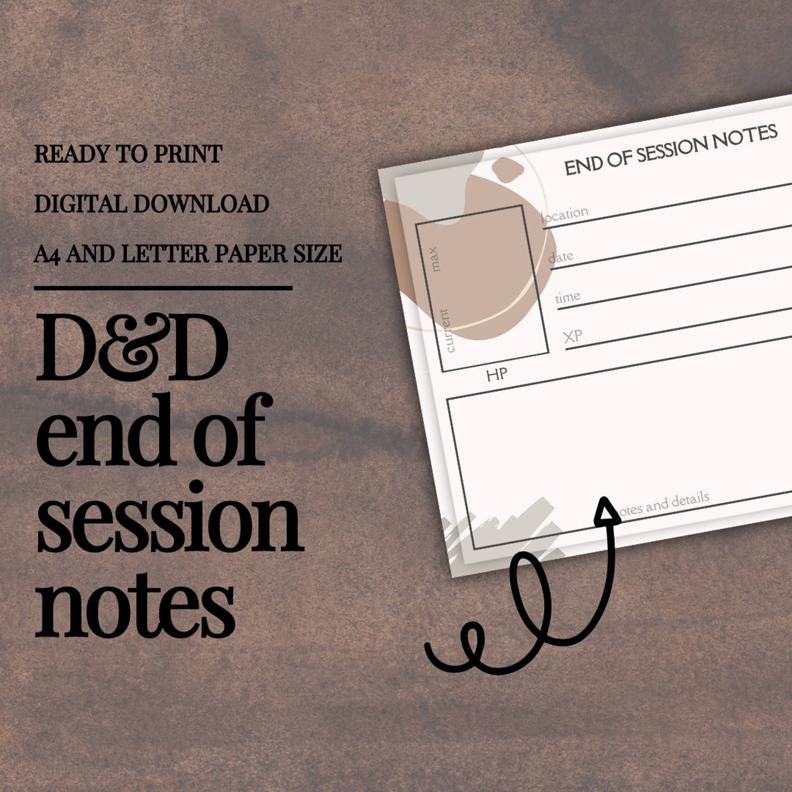 D&D End of Session Notes | DM / Dungeon Master Tools | Tracker Sheet ...
