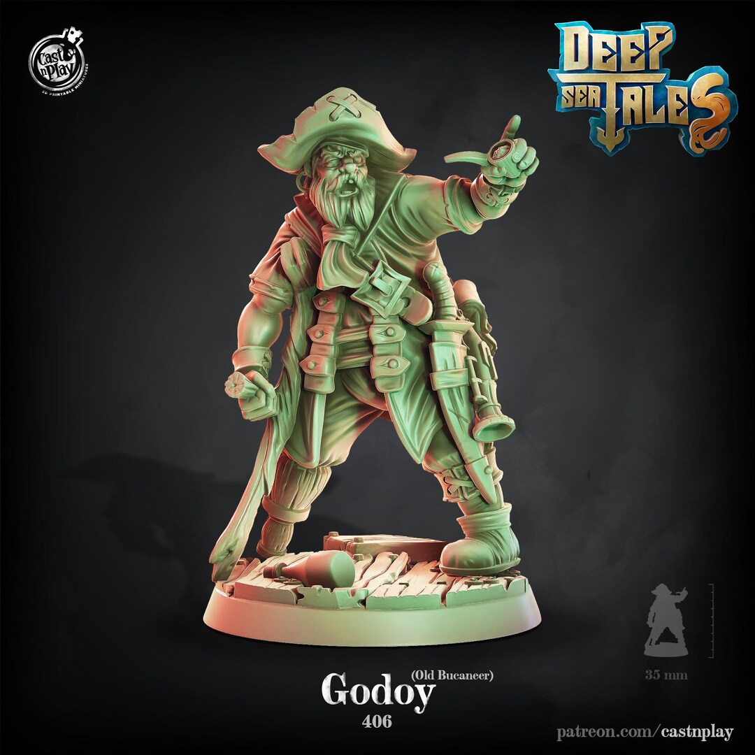 Pirate Captain Miniature NPC Gunslinger Figurine Dungeons and Dragons ...
