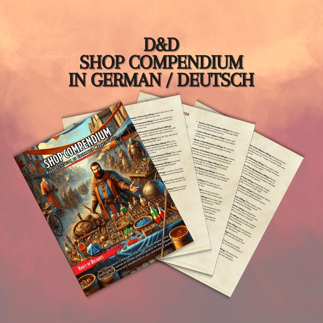 Dnd Shop Compendium German/deutsch | DM / Dungeon Master Tools | Dnd ...