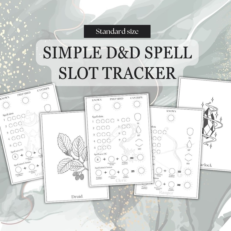 Dnd Spell Tracker Dnd Accessories D&D Character Sheet Dungeons and ...