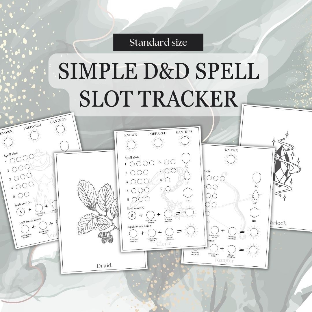Dnd Spell Tracker Dnd Accessories D&D Character Sheet Dungeons and ...