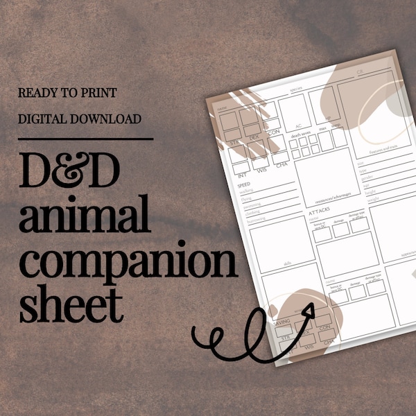 Animal Character Sheet Dnd - Etsy
