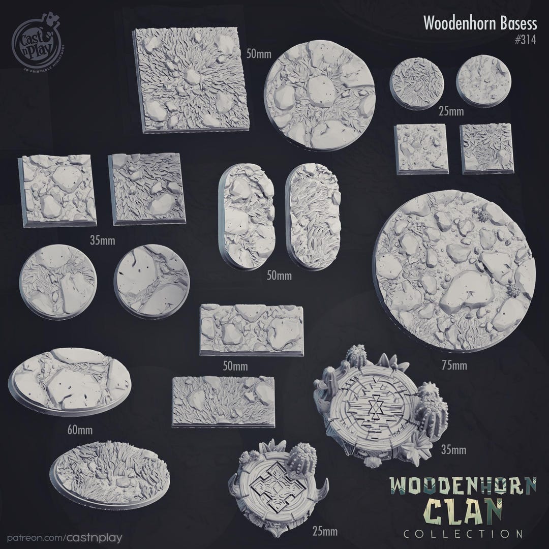 Woodenhorn Clan | Miniature Bases Set | Ground Bases | 3D Printed Dnd ...