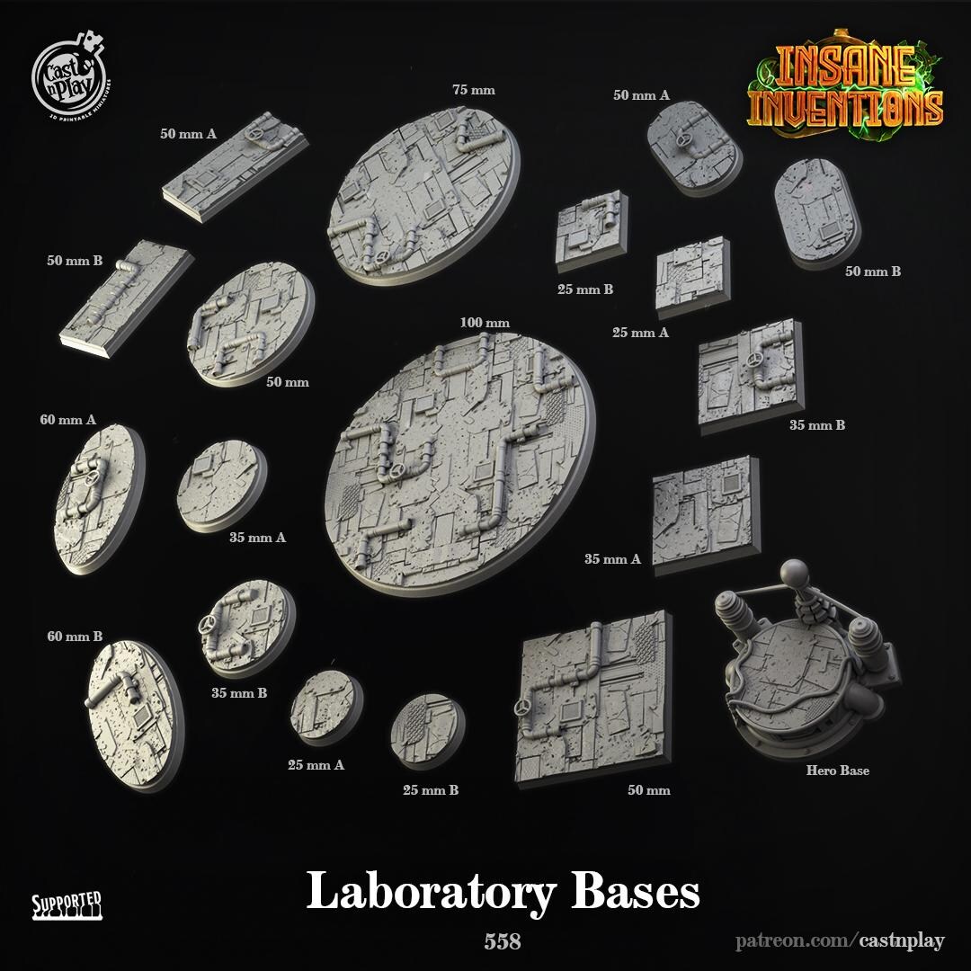 Insane Inventions | Miniature Bases Set | Laboratory Bases | 3D Printed ...