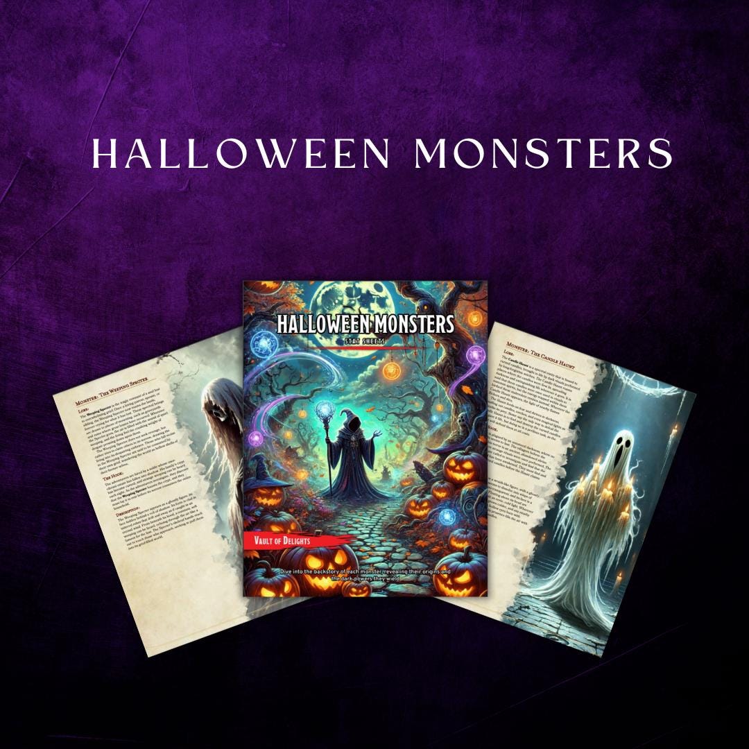 Halloween Monsters Stat Block Sheets | DM / Dungeon Master Tools | Dnd ...