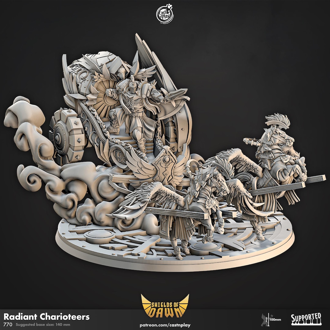 Paladin Chariot Miniature Diorama Pegasus Aasimar Figurine Dungeons and ...