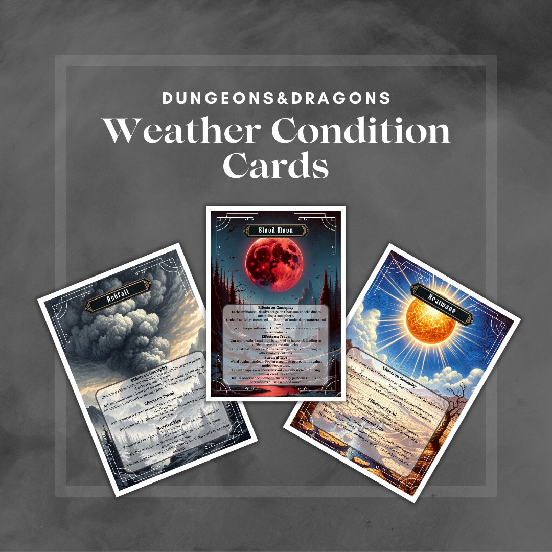 D&D Weather Condition Cards | DM / Dungeon Master Tools | Dnd Cards ...