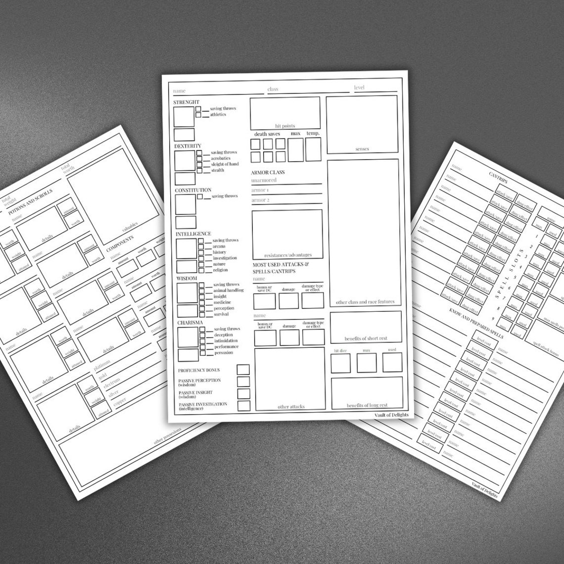 D&D Character Sheet DM / Dungeon Master Tools Dnd 5e Character Sheet ...