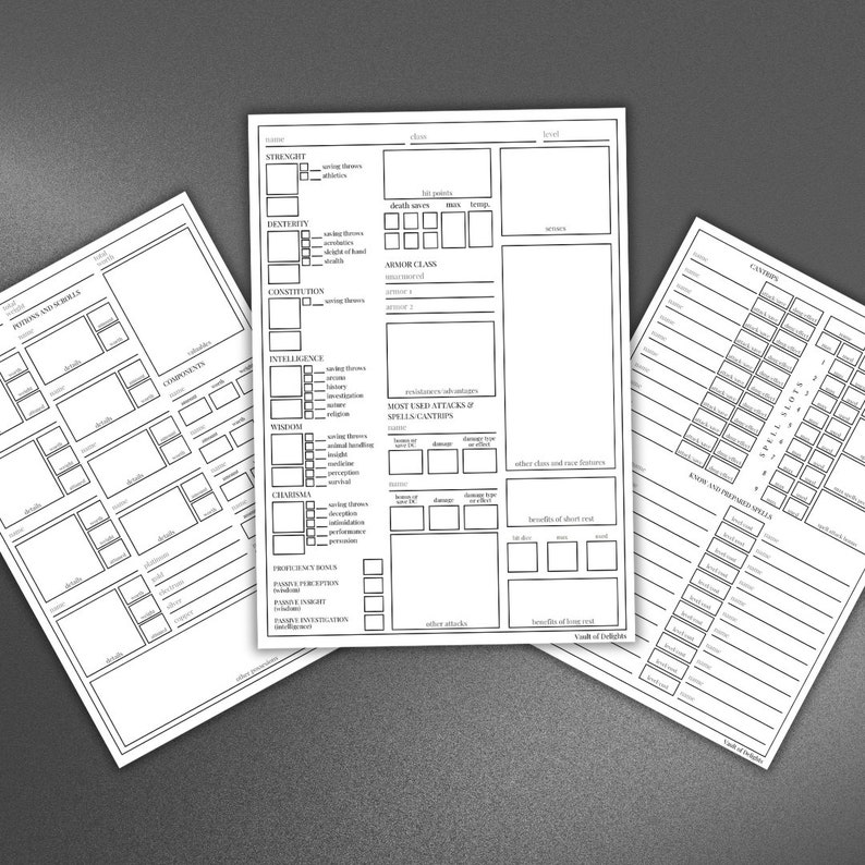 D&D Character Sheet DM / Dungeon Master Tools Dnd 5e Character Sheet Fillable and Printable Pdf ...