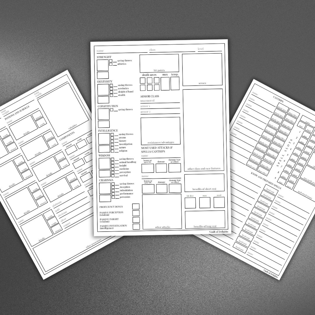 D&D Character Sheet DM / Dungeon Master Tools Dnd 5e Character Sheet ...