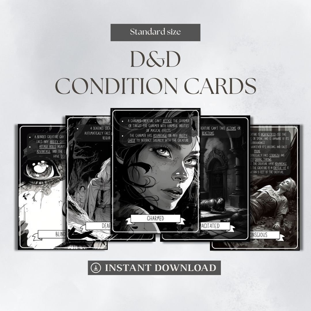 D&D Condition Cards 5e | Illustrated Condition Cards | MTG Size ...