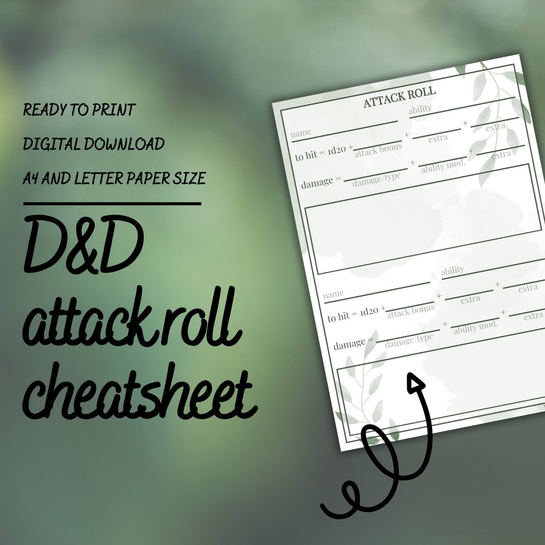 D&D Attack Roll Sheet | DM / Dungeon Master Tools | Attack Stats Sheet ...