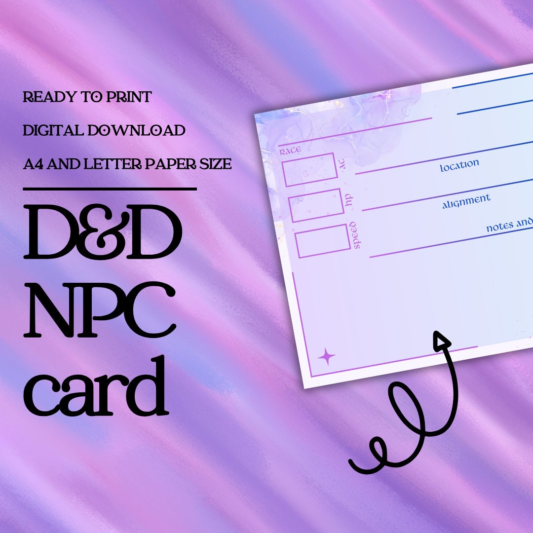 Fillable NPC Cards for D&D DM / Dungeon Master Tools NPC Stats Sheet ...