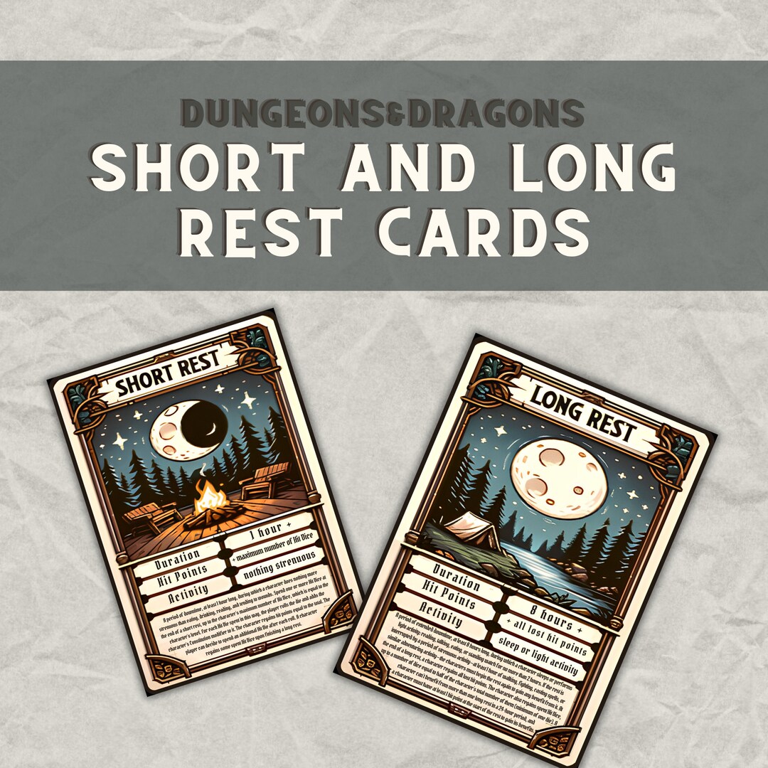 D&D Short and Long Rest Cards | DM / Dungeon Master Tools | Dnd Cards ...