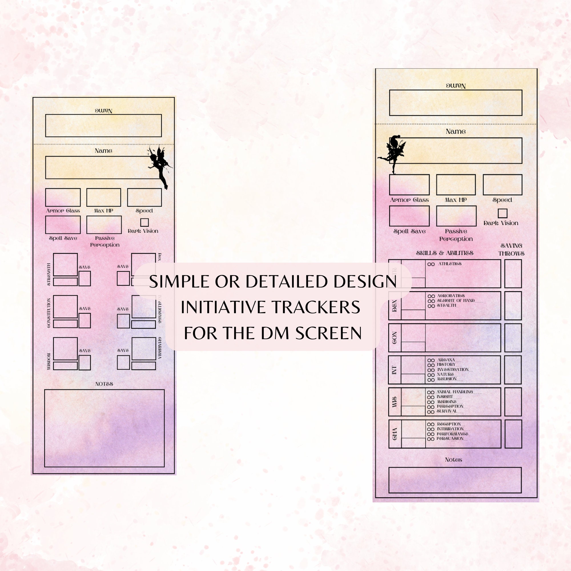 Fillable Initiative Tracker Cards for D&D DM / Dungeon Master - Etsy