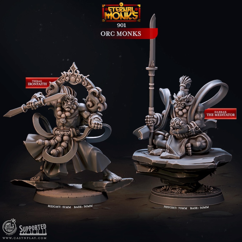 Orc Monk Miniature Half-orc Figurine Dungeons and Dragons Mini RPG ...