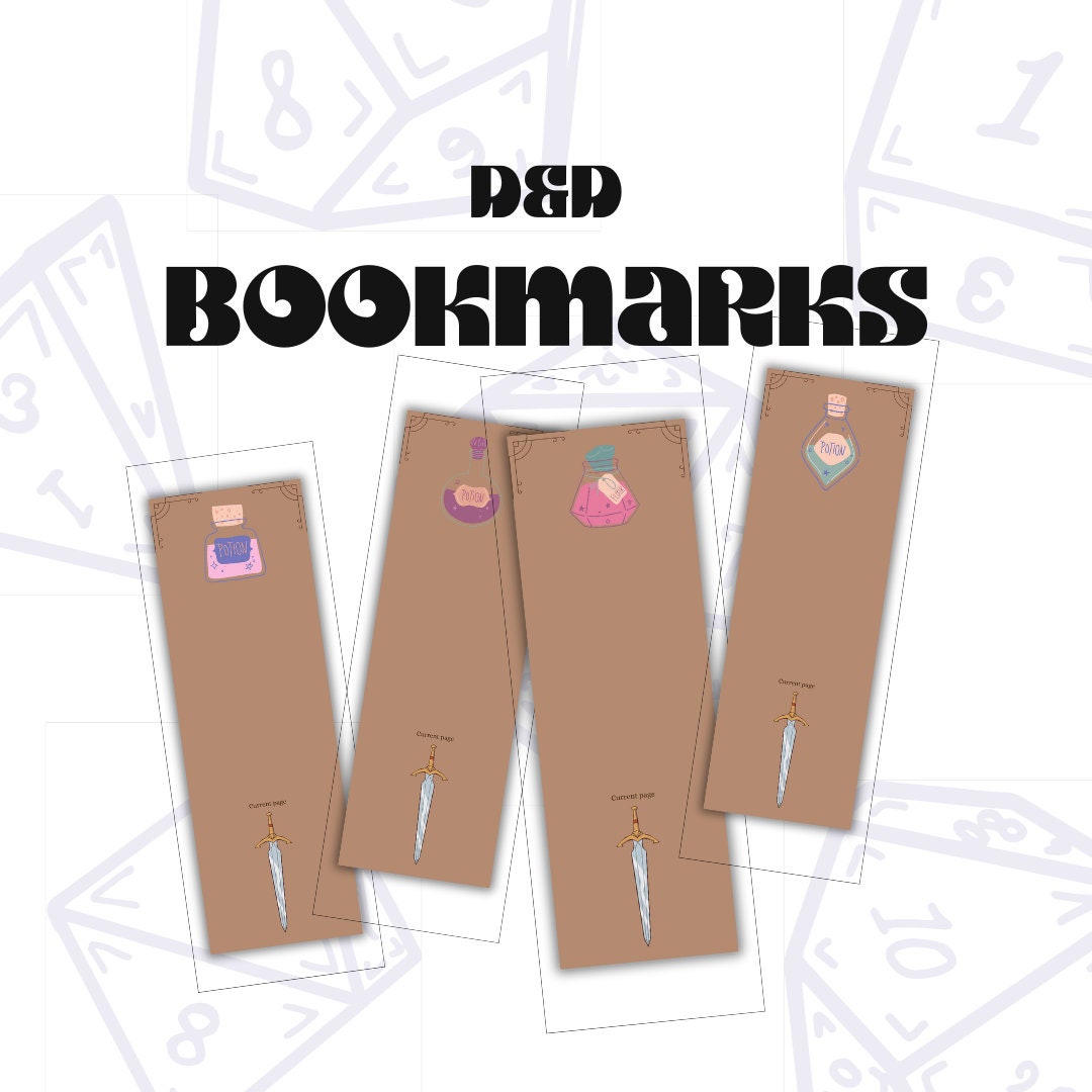 Dungeons and Dragons Bookmarks Digital Download D&D 5E DND Printable ...
