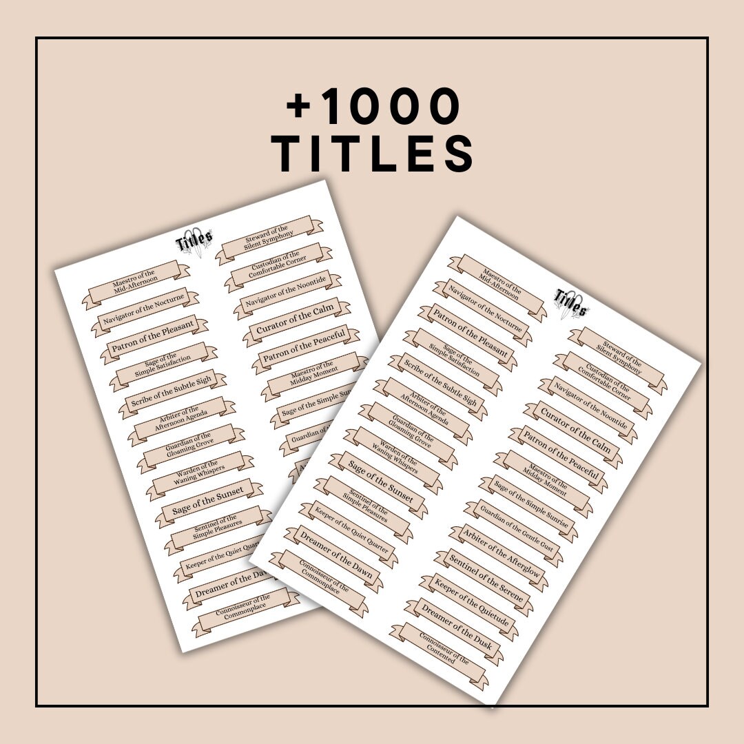 Ultimate Printable Titles Set for Ttrpgs | DM / Dungeon Master Tools ...