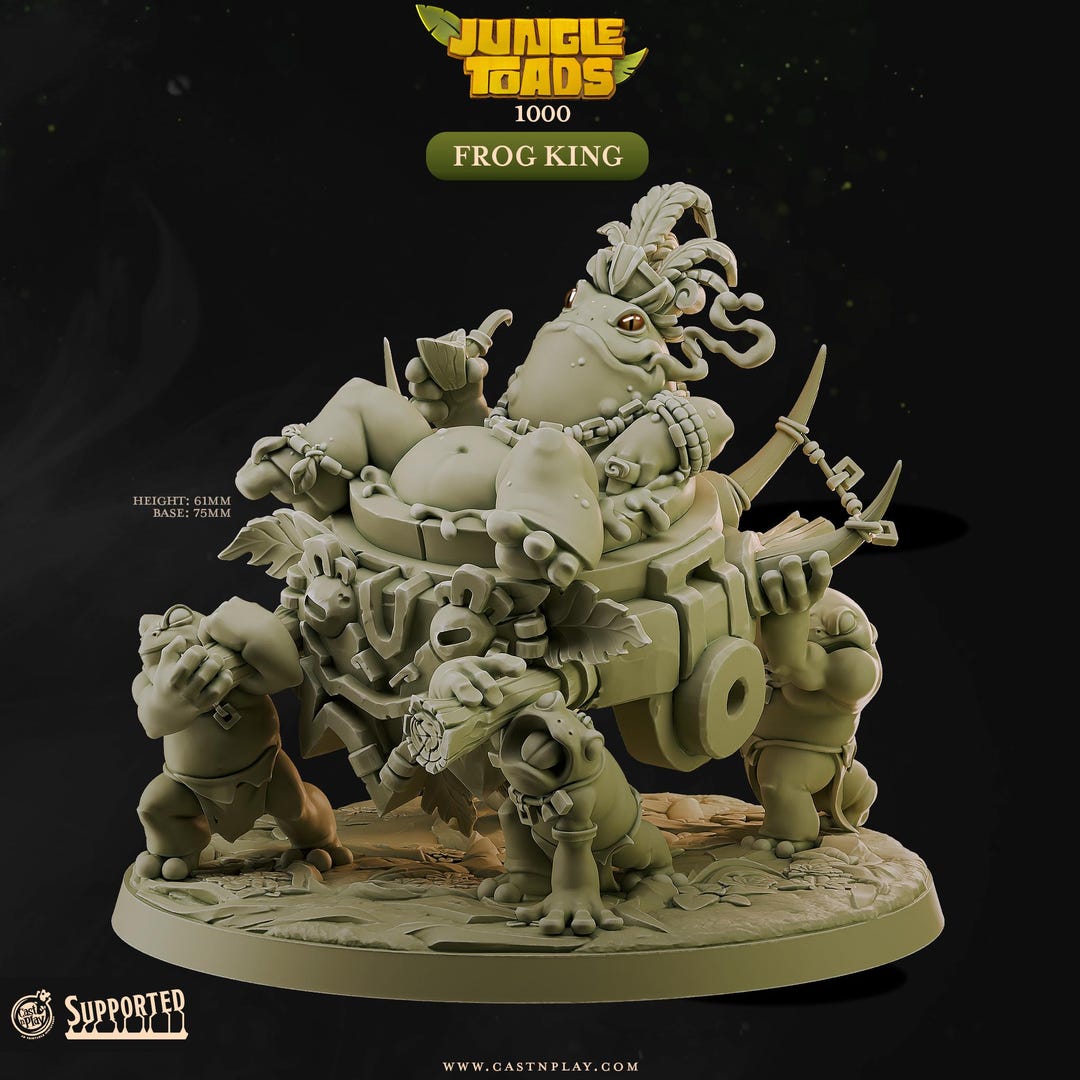Grung King Miniature Toad Wizard Warlock Frog Figurine Dungeons and ...