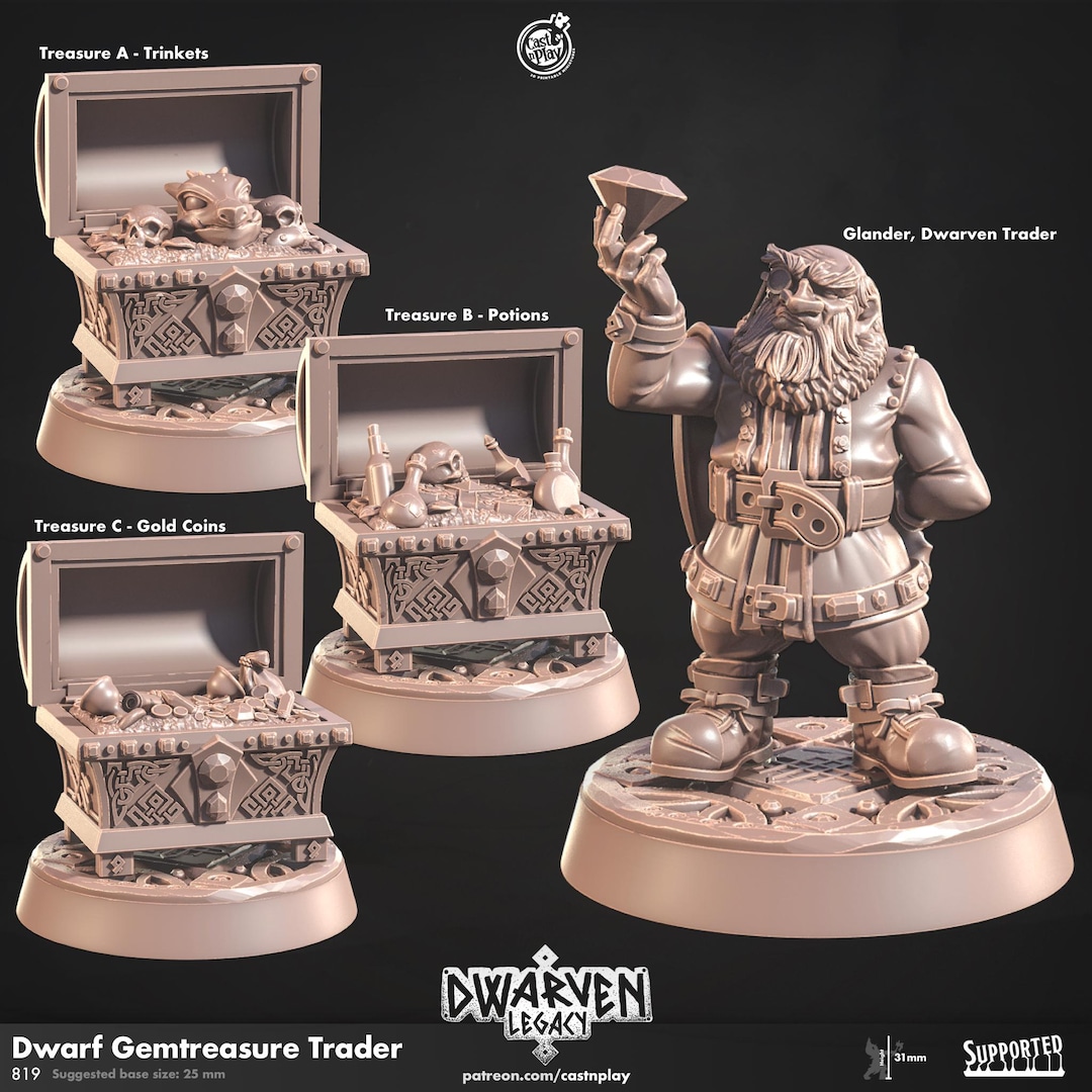 Dwarf Vendor Miniature Treasure NPC Character Figurine Dungeons and ...