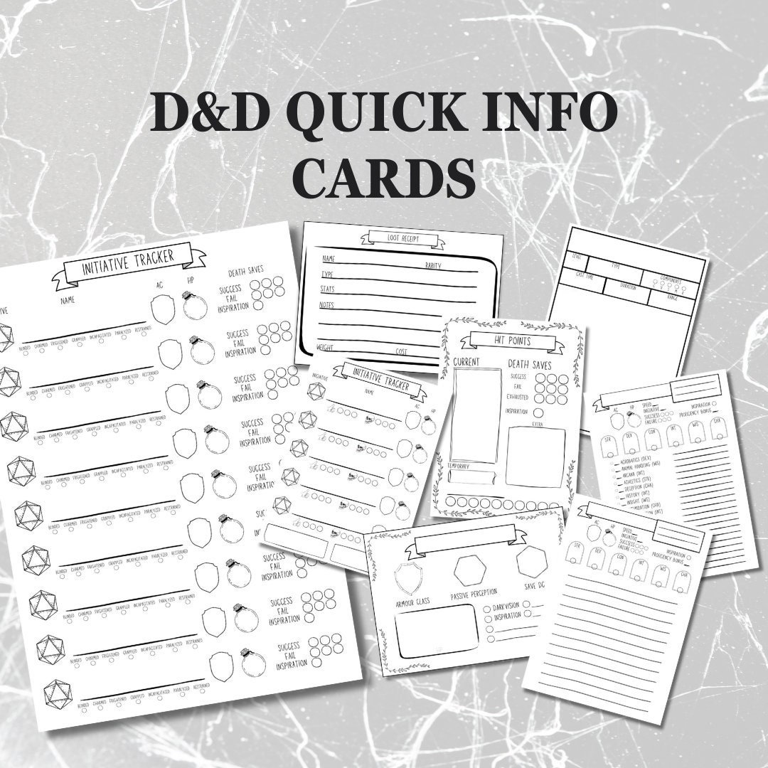 D&D Quick Reference Cards Collection Dnd Accessories Dungeons and ...