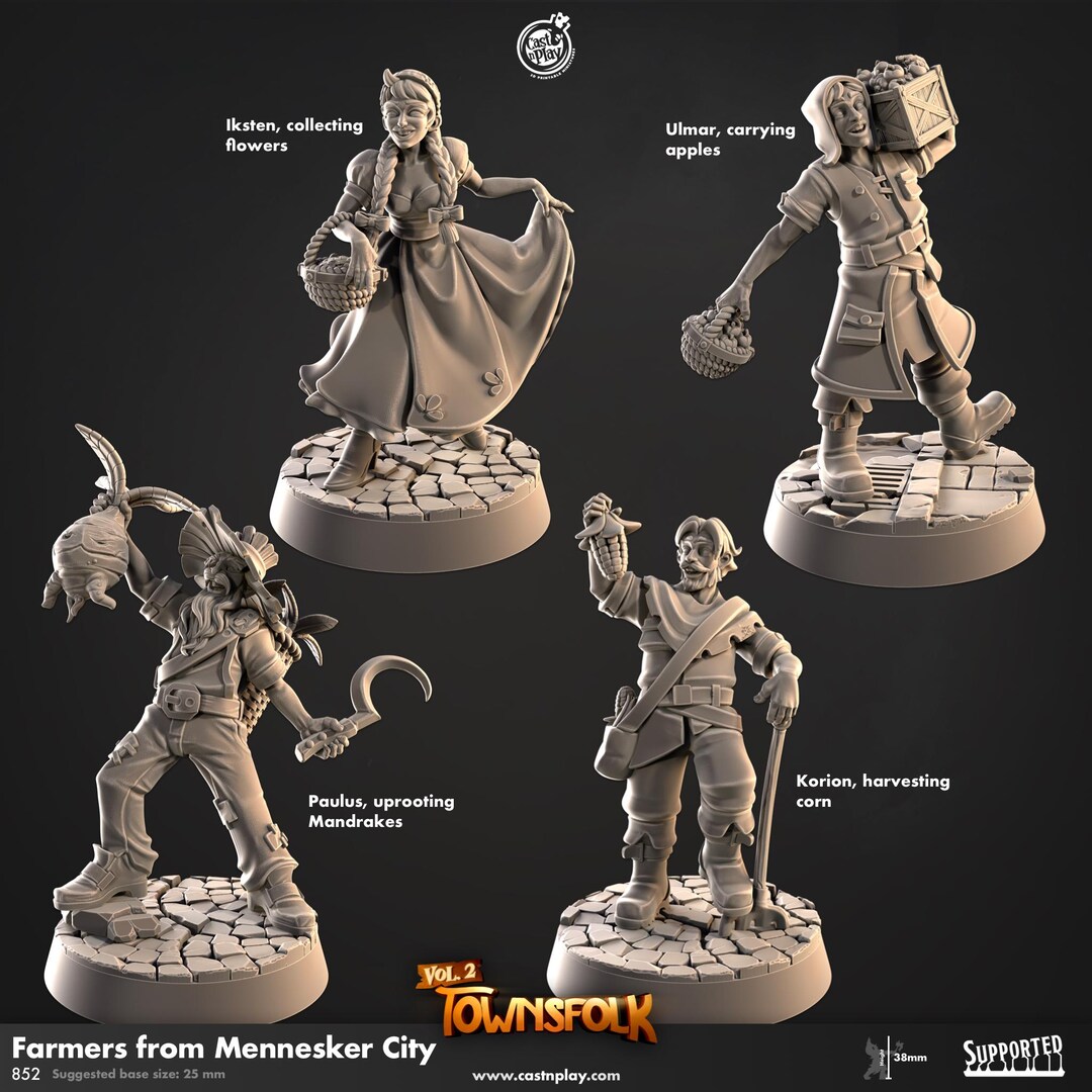 Townsfolk Miniature | Farmers From Mennesker City | Farm | 3D Printed ...