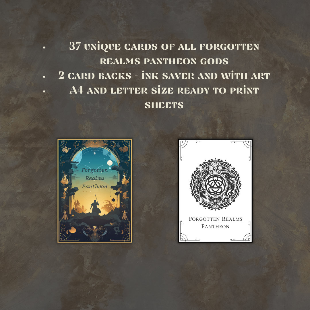 D&D Forgotten Realms Pantheon Cards DM / Dungeon Master Tools Dnd Cards ...