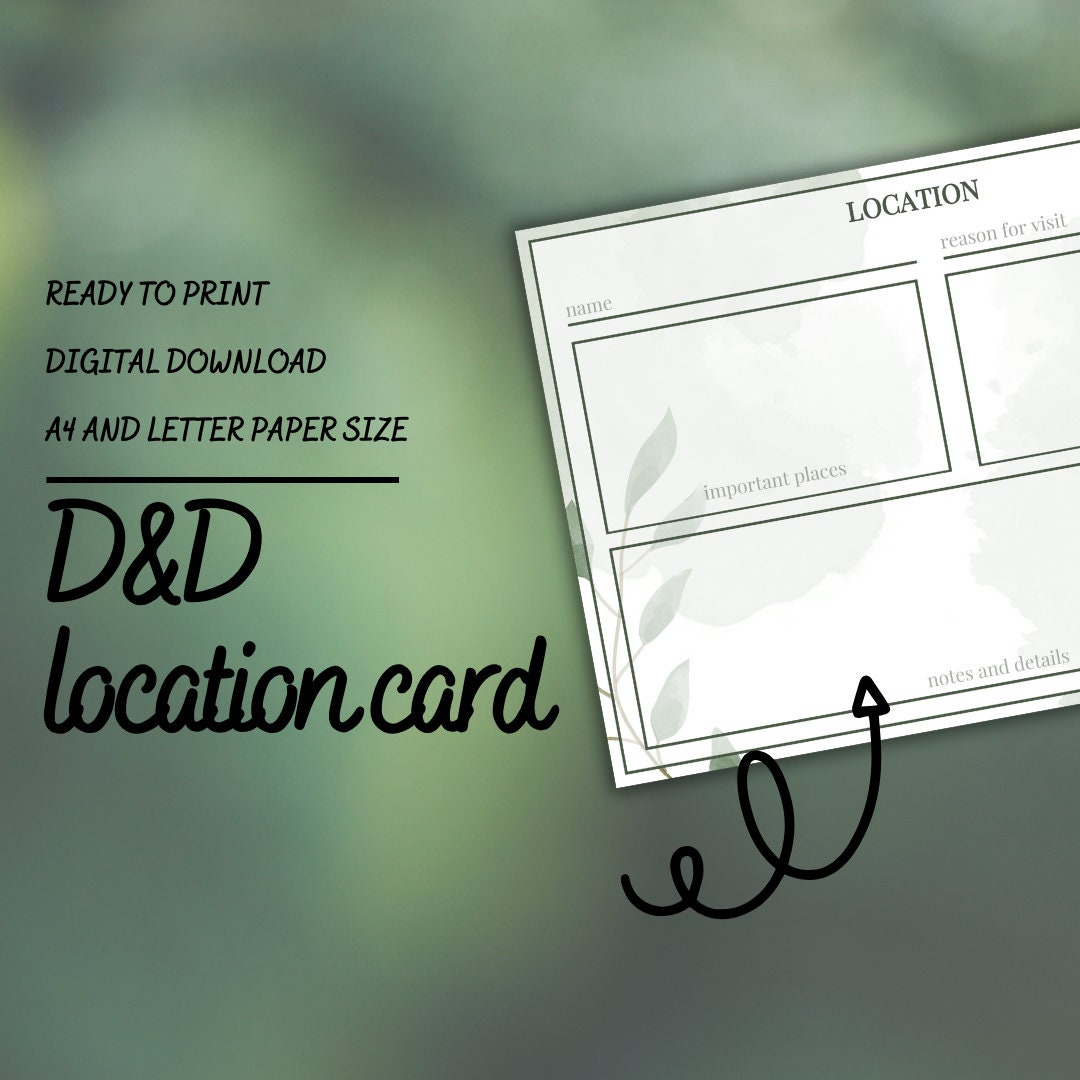 D&D Location Card DM / Dungeon Master Tools Attack Stats Sheet Fillable ...