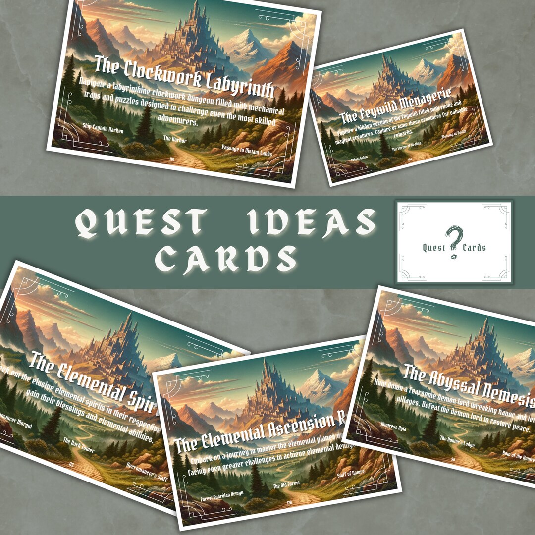 D&D Quest Ideas Cards | DM / Dungeon Master Tools | Dnd Cards | Dnd ...