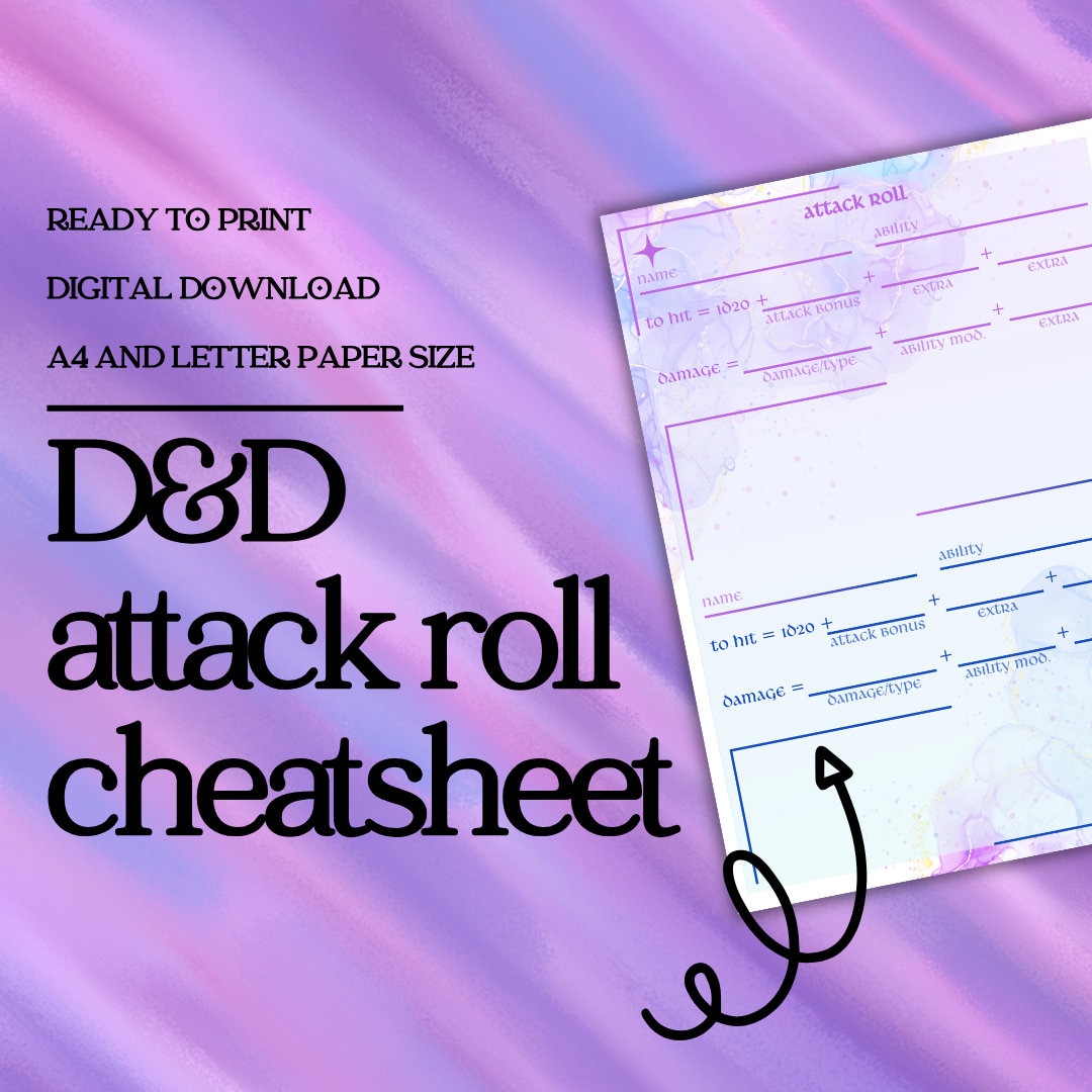 D&D Attack Roll Sheet | DM / Dungeon Master Tools | Attack Stats Sheet ...
