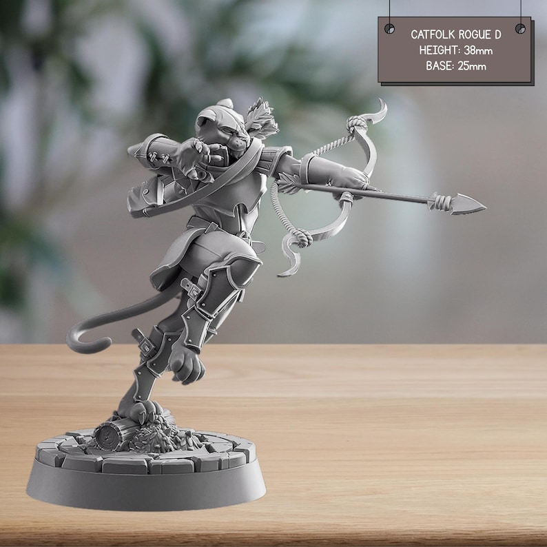 Tabaxi Rogue Miniature Catfolk Thief Ranger Figurine Dungeons and ...