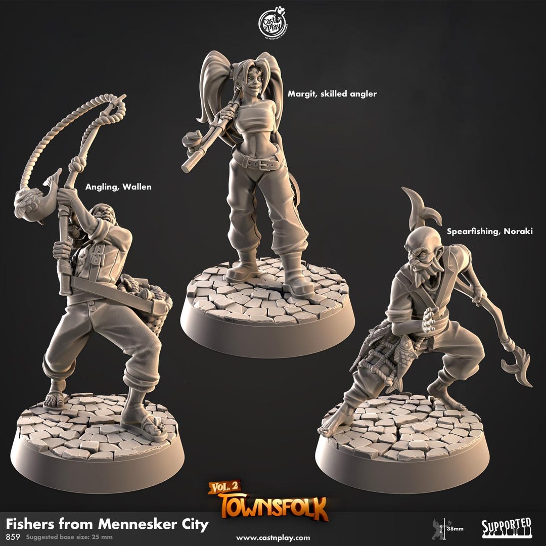 Fisherman Miniature Thief Townsfolk Peasant NPC Figurine Dungeons and ...