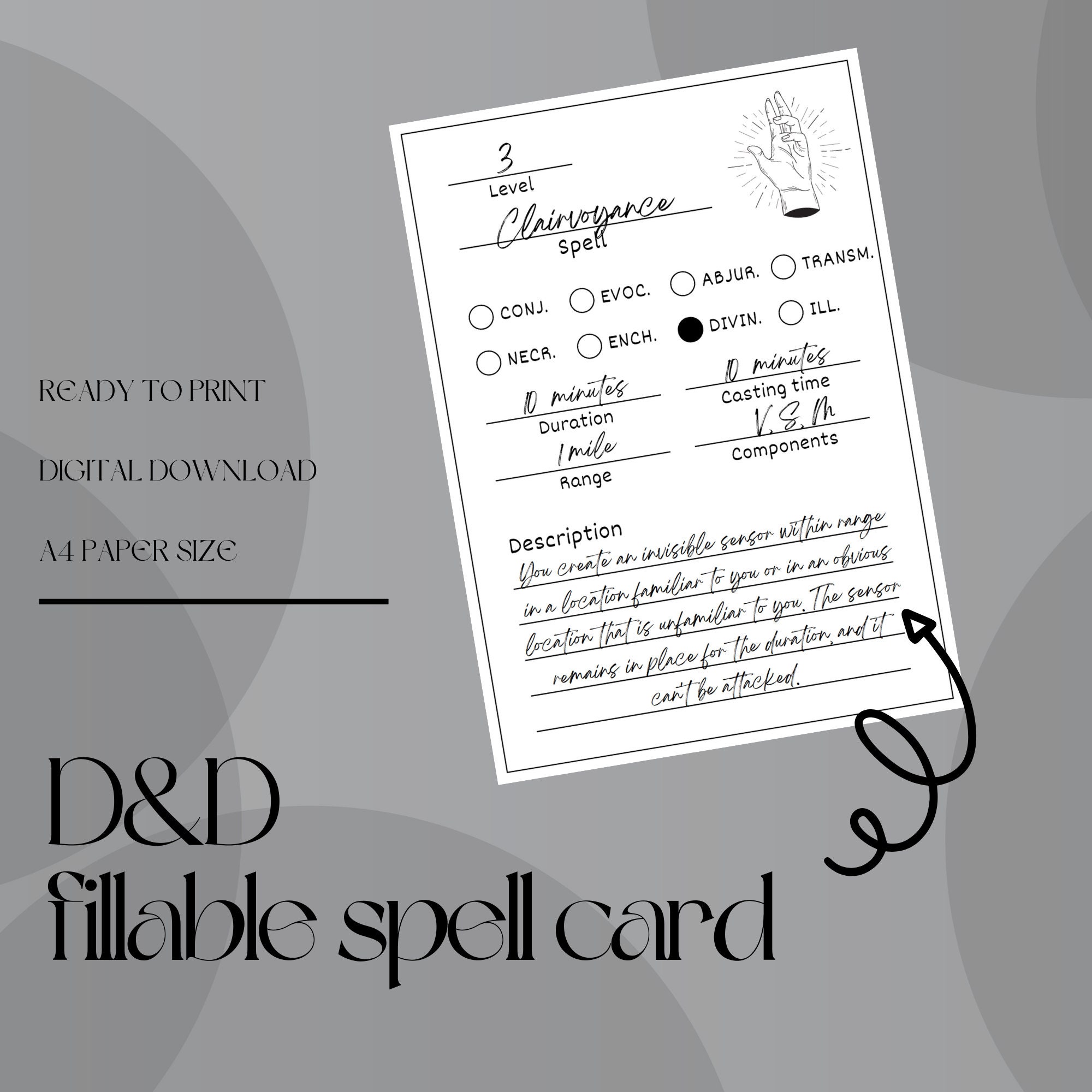 Fillable Spell Cards for D&D DM / Dungeon Master Tools Spell Sheet ...