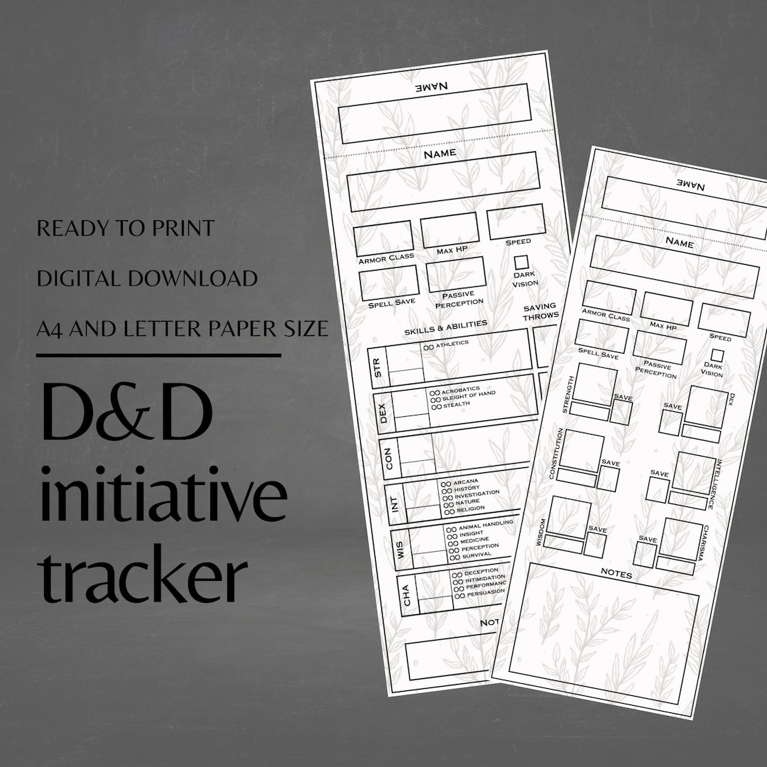 Fillable Initiative Tracker Cards for D&D | DM / Dungeon Master Tools ...
