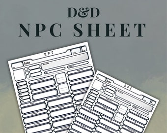 Fillable NPC Cards for D&D DM / Dungeon Master Tools NPC Stats Sheet ...